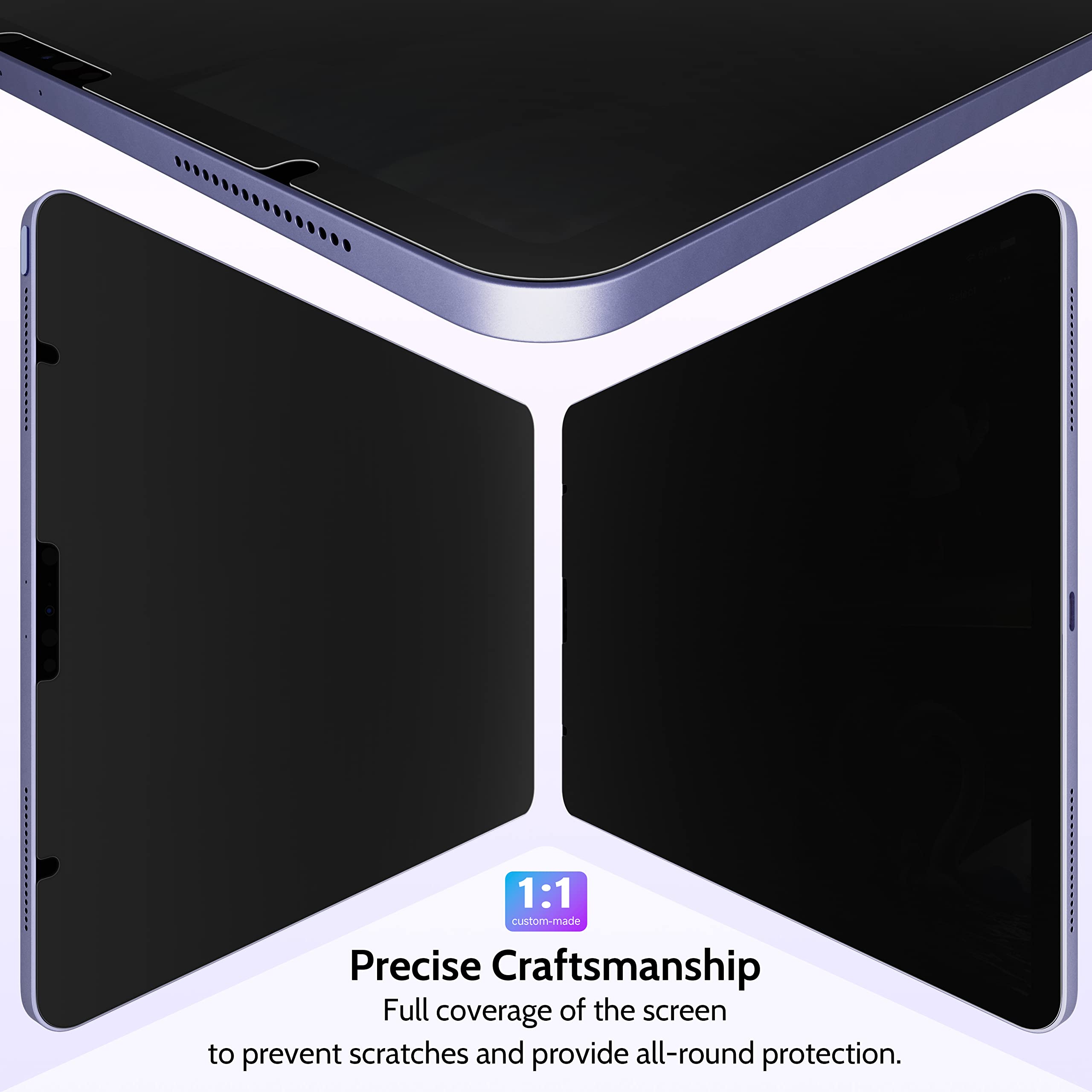 Peslv Privacy Screen Protector Compatible With iPad Pro 12.9 Inch 2018 2020 2021 2022, Anti Glare Blue Light Spy Filter Private Cover, High Sensitive Bubble-Free Easy Install Black Security Screen
