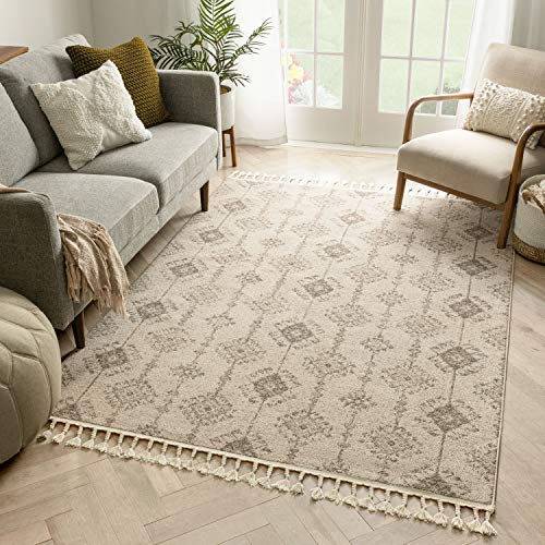 Well Woven Loop-De-Loop Concetta Moroccan Trellis Beige Kilim-Style 3'11" x 5'10" Area Rug