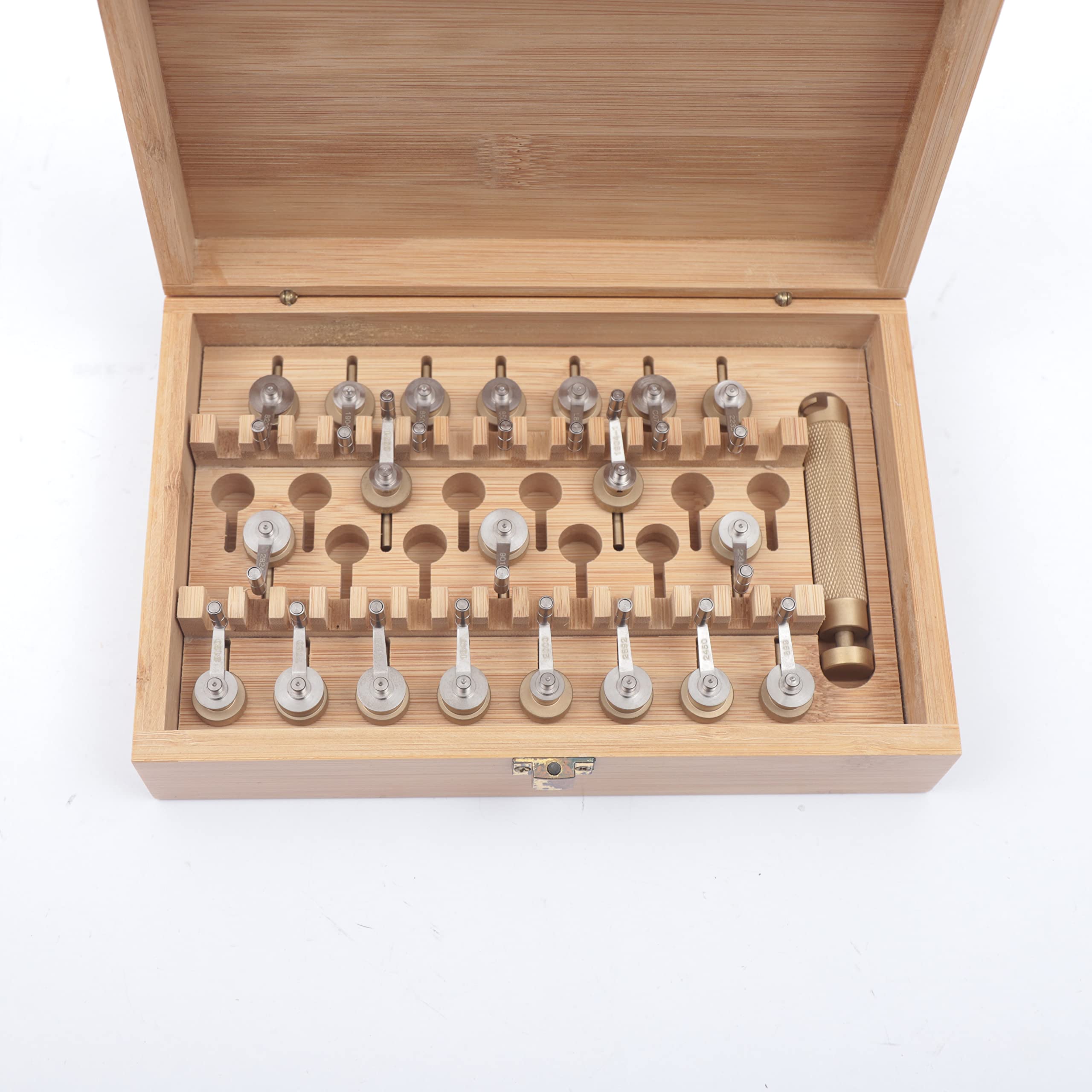 Gdrasuya10 20Pcs Watch Mainspring Winder Tool Set Watch Repair Tools with Wooden Box, Watch Repair Mainspring Winder Watch Winding Tool for Different Size and Model of Watch Mainspring Repairing