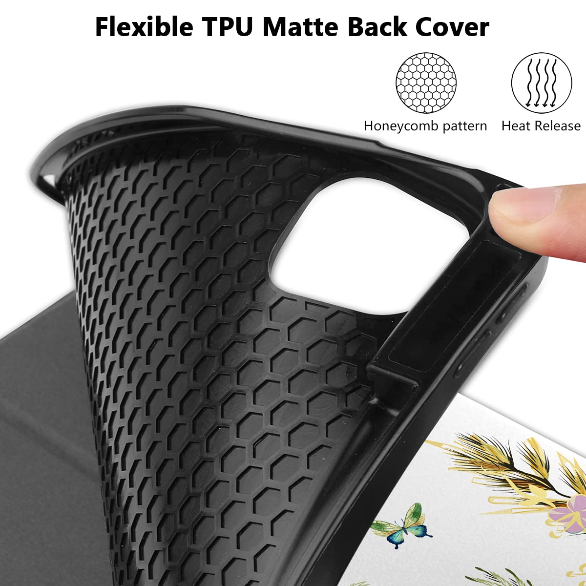 DONGKE Floral Design Case for iPad Pro 12.9 inch 6th, 5th, 4th, 3rd Gen with Pencil Holder, Auto Wake/Sleep, and Stand