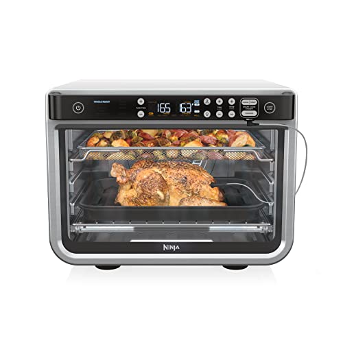 Ninja DT251 Foodi 10-in-1 Smart XL Air Fry Oven, Bake, Broil, Toast, Air Fry, Roast, Digital Toaster, Smart Thermometer, True Surround Convection up to 450°F, includes 6 trays & Recipe Guide, Silver
