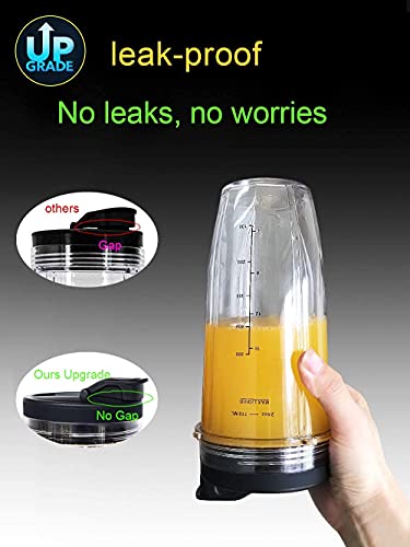 Replacement 24oz Nutri Ninja Blender Cup with Sip & Seal Lid For BL450 BL454 BL456 BL480 BL482 BL640 BL642 BL682 BN751 BN801 Foodi SS101 SS351 SS401 Ninja Blender Auto IQ Blade, 2-Pack