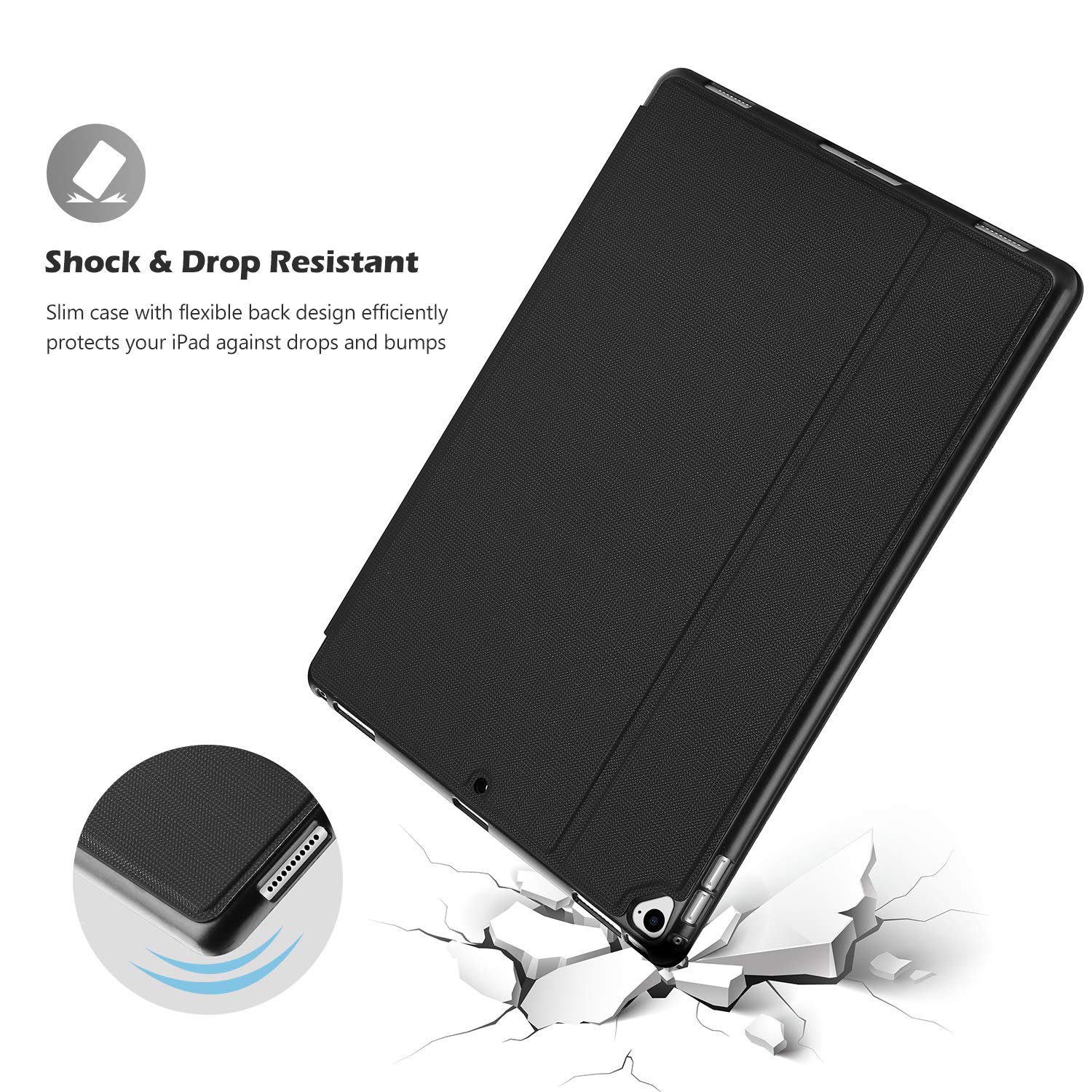 ProCase Cover for iPad Pro 12.9 2017/2015 (Old Model, 2nd & 1st Gen), Slim Stand Protective Folio Case Smart Cover for iPad Pro 12.9 Inch 2nd Gen 2017 / iPad Pro 12.9 Inch 1st Gen 2015 -Black