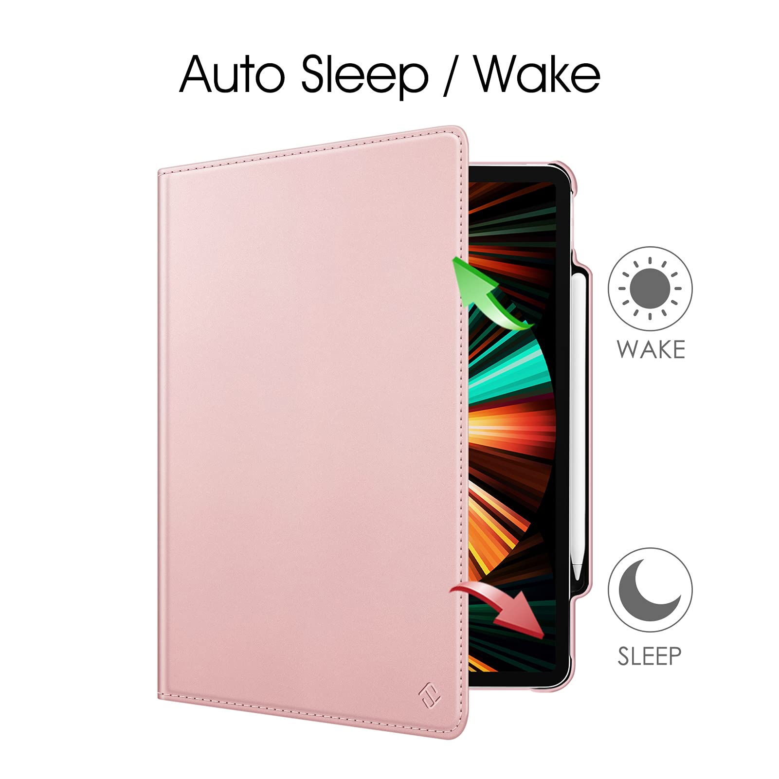 Fintie Rotating Case for iPad Pro 12.9-inch 6th Generation 2022-360 Degree Swiveling Protective Cover with Pencil Holder, Auto Sleep/Wake, Also Fit iPad Pro 12.9" 5th/4th/3rd Gen, Rose Gold
