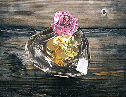 UTowels Mechanical Wind-up Music Box with LED Lights Transparent Acrylic Melody Castle in The Sky Carrying You (Heart & Pink Rose)