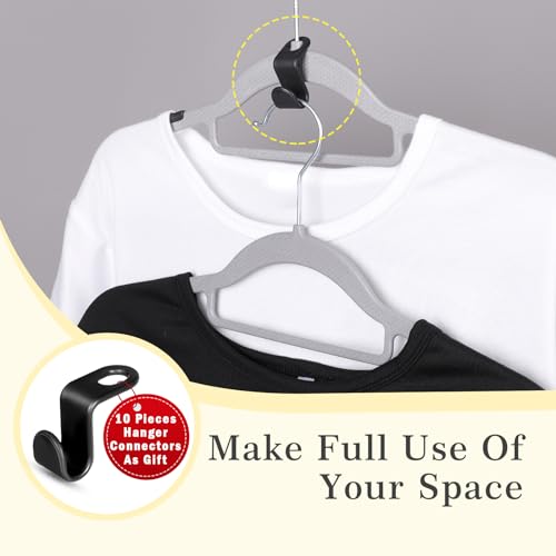Non Slip Hangers 20 Pack, Clothes Plastic Hangers, Thin Hangers Plastic, Hangers Non Slip, Heavy Duty Hangers, 360° Swivel Space Saving Hangers with Clothes Hooks for Shirts, Pants, Dress (Grey)