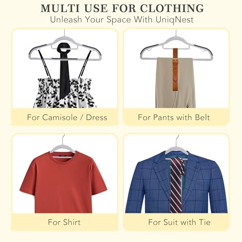 Non Slip Hangers 20 Pack, Clothes Plastic Hangers, Thin Hangers Plastic, Hangers Non Slip, Heavy Duty Hangers, 360° Swivel Space Saving Hangers with Clothes Hooks for Shirts, Pants, Dress (Grey)