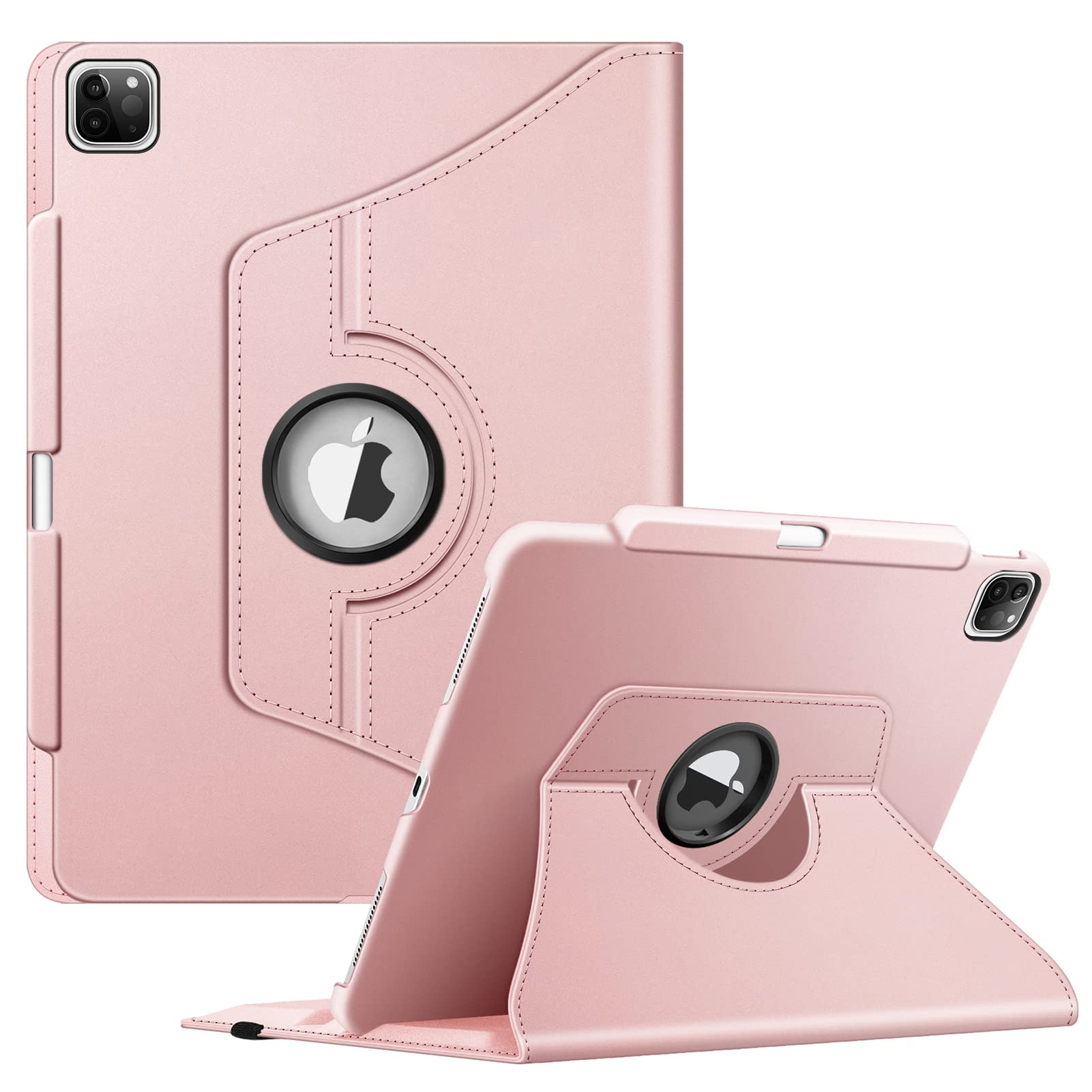 Fintie Rotating Case for iPad Pro 12.9-inch 6th Generation 2022-360 Degree Swiveling Protective Cover with Pencil Holder, Auto Sleep/Wake, Also Fit iPad Pro 12.9" 5th/4th/3rd Gen, Rose Gold