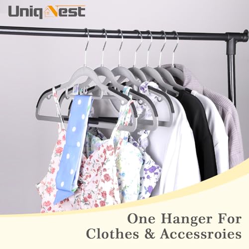 Non Slip Hangers 20 Pack, Clothes Plastic Hangers, Thin Hangers Plastic, Hangers Non Slip, Heavy Duty Hangers, 360° Swivel Space Saving Hangers with Clothes Hooks for Shirts, Pants, Dress (Grey)