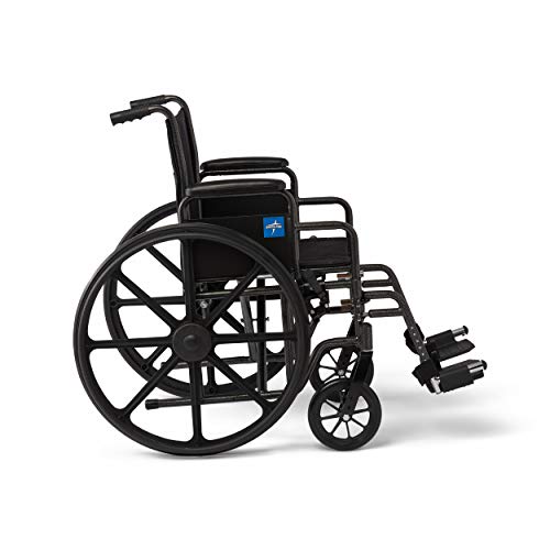 Medline Wheelchair, Desk-Length Arms and Swing-Away Leg Rests, 18" x 16" Seat (W x D)