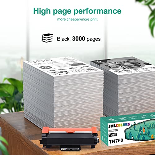JMLCOLORS Compatible Brother TN760 Toner Replacement for High Yield TN-760 TN-730 TN760 TN730 Cartridges Work for DCP-L2550DW MFC-L2710DW HL-L2390DW HL-L2370DE MFC-L2750DW MFC-L2730DW Printer (2-Pack)