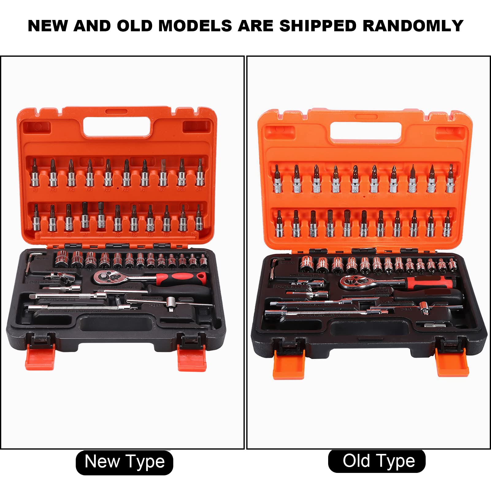 GOTOTOP 46 Piece Socket Wrench Set 1/4 Drive Metric Extension Bar with Box, CR V Steel
