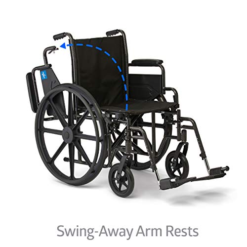 Medline Wheelchair, Desk-Length Arms and Swing-Away Leg Rests, 18" x 16" Seat (W x D)