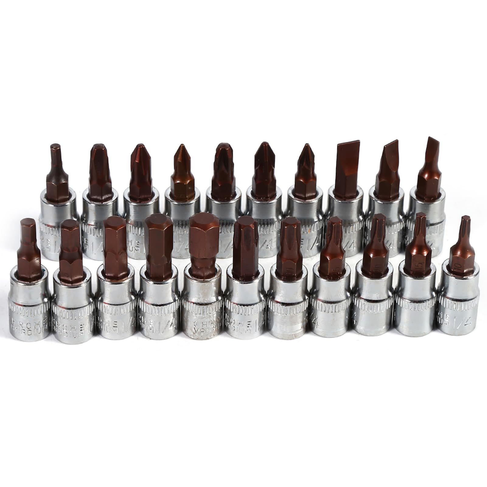 GOTOTOP 46 Piece Socket Wrench Set 1/4 Drive Metric Extension Bar with Box, CR V Steel