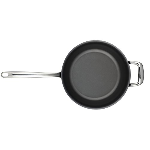 Breville Thermal Pro Hard Anodized Nonstick Sauce Pan/Saucepan/Saucier with Lid and Helper Handle, 4 Quart, Gray