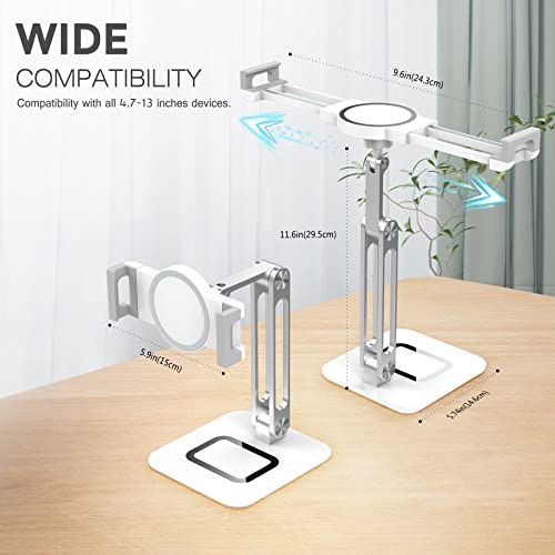 Lucrave Tablet Stand Holder for Desk, Adjustable Aluminum 360 Degree Rotating Desktop Mount Dock Compatible with iPad Pro 9.7, 10.5, 12.9, Air, Mini, Kindle, Galaxy Tab, E-Reader (4-13"), Silver