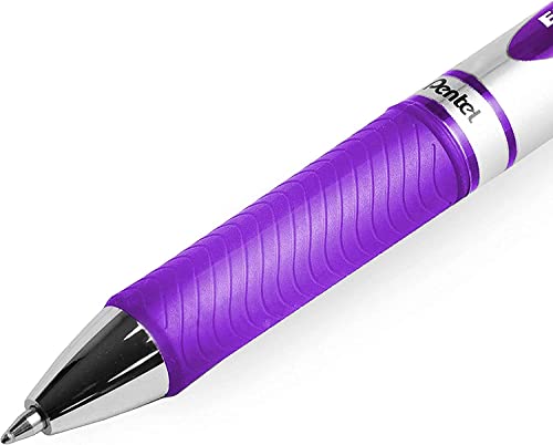 Pentel EnerGel XM BL77 - Retractable Liquid Gel Ink Pen - 0.7mm - 54% Recycled - Violet Ink - Pack of 6