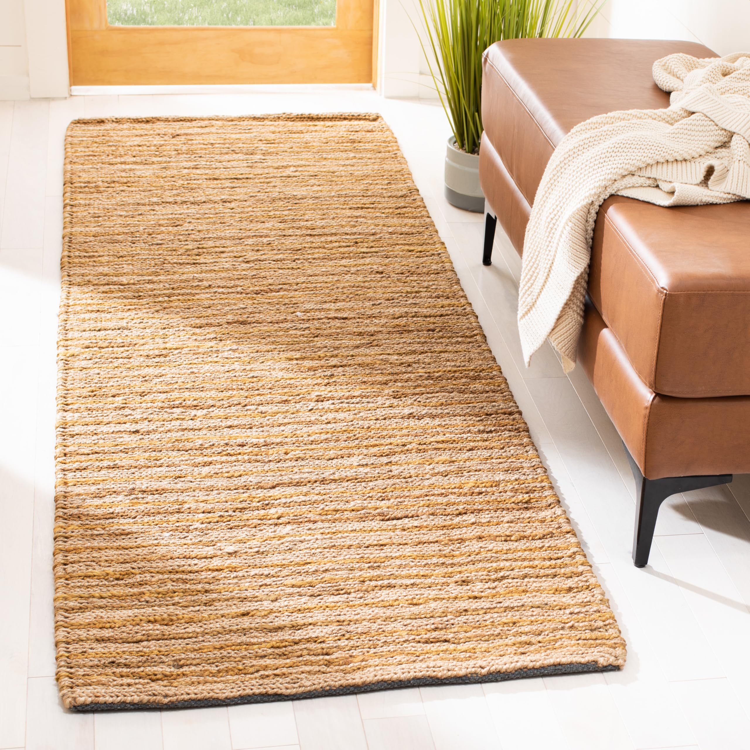 SAFAVIEH Organica Collection Runner Rug - 2'6" x 10', Natural, Hand-Knotted Jute, Ideal for High Traffic Areas in Living Room, Bedroom (ORG111A)