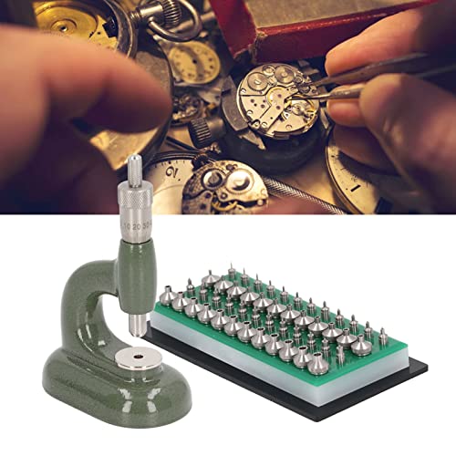 ViaGasaFamido Watch Press Tool Kit 48Pcs Dies Watch Repair Tool Watch Opener Watch Back Case Closer Watchmaker Jewelling Tool Aluminum Alloy Green with Storage Box