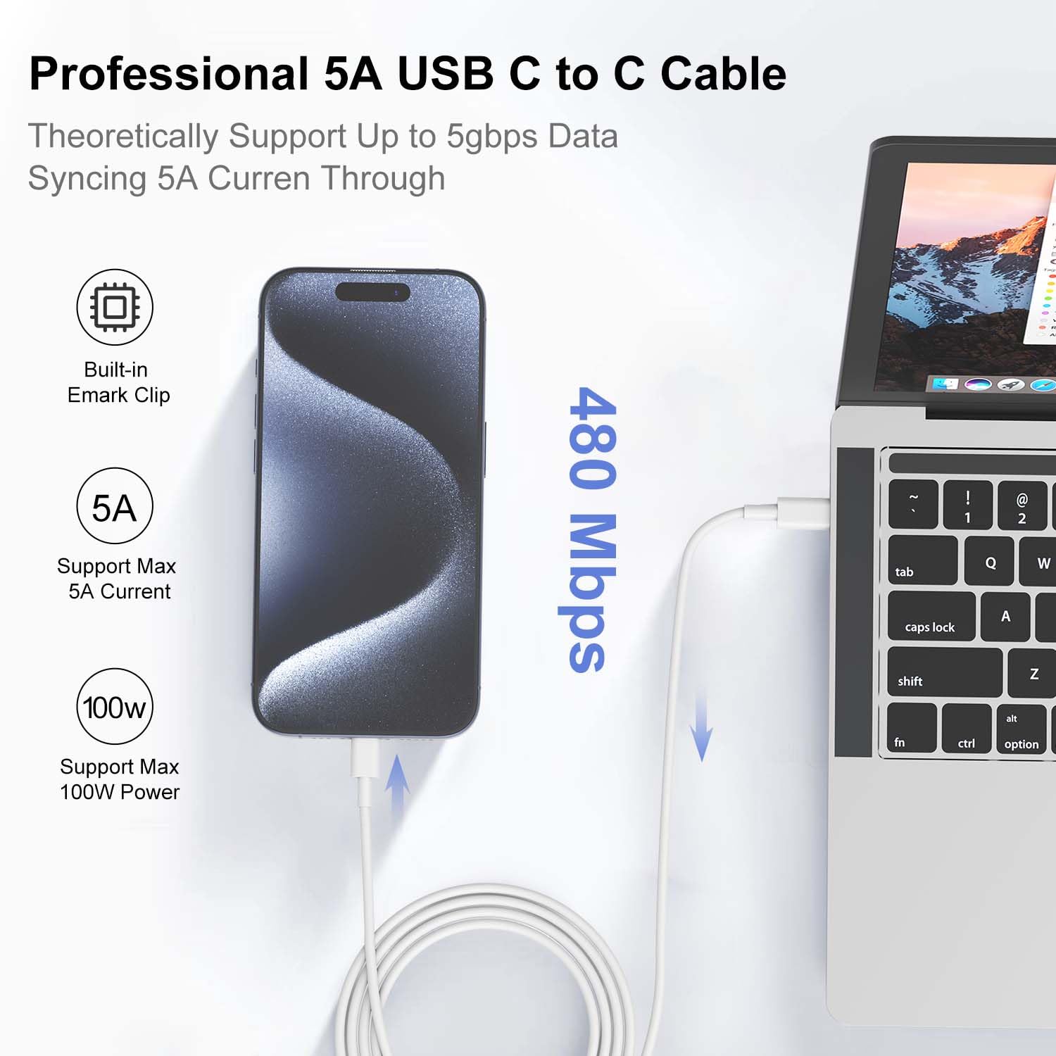 Hzevn Genuine 100w Extra Long USB C to USB C Cable for Apple MacBook Pro/Air Charger,6Ft+10 Ft 20v 5a Supper Fast USB c Charging Cable for iPhone 16/15 Pro Max iPad Pro 12.9 11 inch (MFi Certified)
