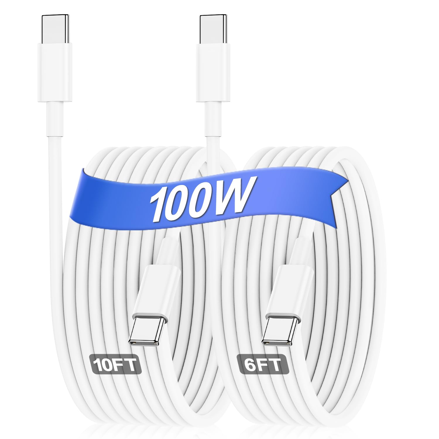 Hzevn Genuine 100w Extra Long USB C to USB C Cable for Apple MacBook Pro/Air Charger,6Ft+10 Ft 20v 5a Supper Fast USB c Charging Cable for iPhone 16/15 Pro Max iPad Pro 12.9 11 inch (MFi Certified)