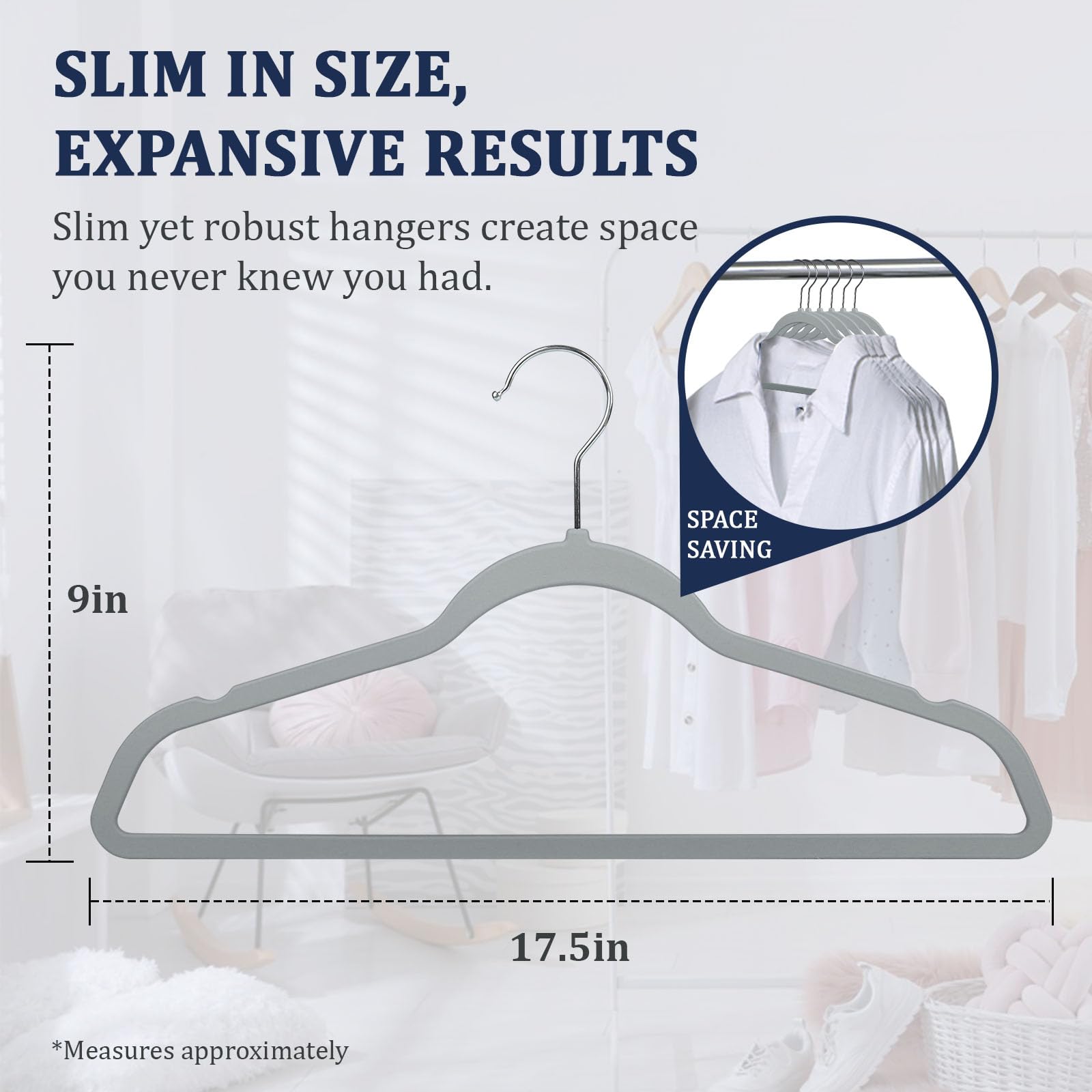 Plastic Hangers 30 Pack Rubber Coated Hangers, Non-Slip and Durable Hangers with Rubber Covering, Space Saving Keeping Closet Organized, Gray