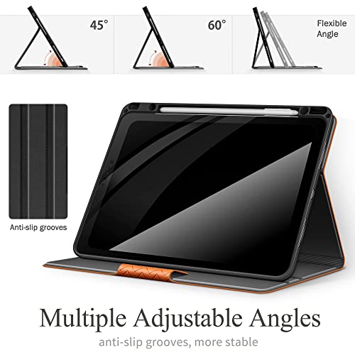 auaua Case for iPad Pro 12.9 6th/5th/4th/3rd Generation 2022/2021/2020/2018, Slim Durable Leather Stand Cover with Pencil Holder, Auto Sleep/Wake (Brown)