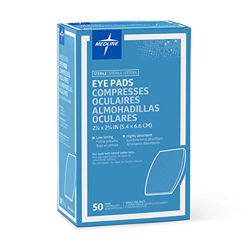 Medline Eye Pad, Sterile, Soft, Non Woven, Absorbent, Reduced Linting, Large, 2 1/8" x 2 5/8" (Pack of 50)