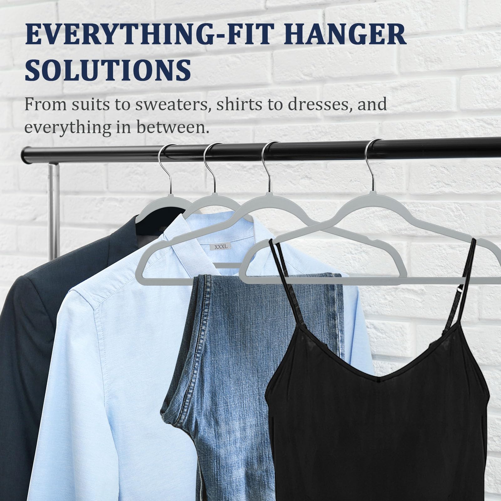 Plastic Hangers 30 Pack Rubber Coated Hangers, Non-Slip and Durable Hangers with Rubber Covering, Space Saving Keeping Closet Organized, Gray