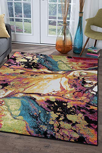Soleil Contemporary Abstract Multi-Color Rectangle Area Rug, 8' x 10'