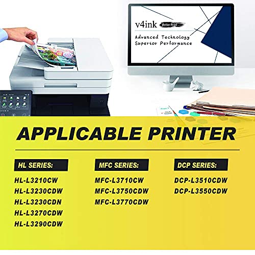 v4ink Compatible Toner Cartridge Replacement for Brother TN223 TN227BK TN227 Black Toner Cartridge for use with Brother MFC-l3770CDW MFC-l3750CDW MFC-l3710CW HL-L3290CDW HL-L3230CDW Printer 1 Pack