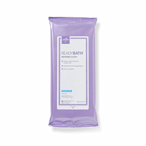Medline ReadyBath Unscented Body Cleansing Cloths, Standard Weight Wipes (8 Count Pack, 30 Packs)