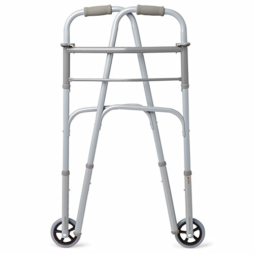 Medline Easy Care Two-Button Folding Walkers With 5" Wheels