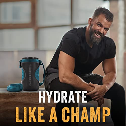High Sierra, [2 PACK BPA FREE, 64 OZ Insulated Water Jug, [Silicone Spout – NO MORE TEETH BUMPS] Built-in Fence Anchor, Keeps Iced Water Cold for Hours, EXTRA LARGE Sports Bottle with 1.89L Capacity