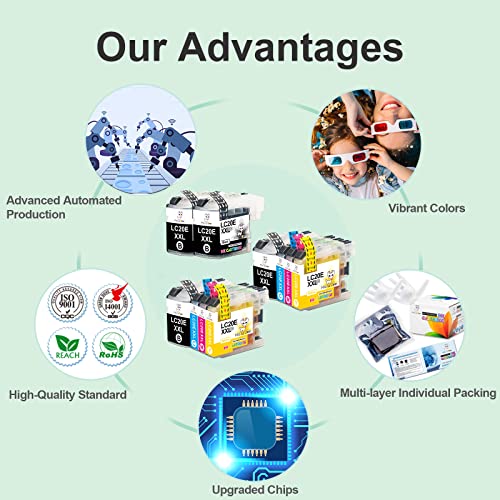 MS DEER Upgraded Compatible LC20E Ink Cartridges Replacement for Brother LC20EXXL LC 20E XXL Work for MFC-J985DW MFC-J985DWXL MFC-J5920DW MFC-J775DW MFC-J775DWXL Printers (4BK, 2C, 2M, 2Y) 10-Pack
