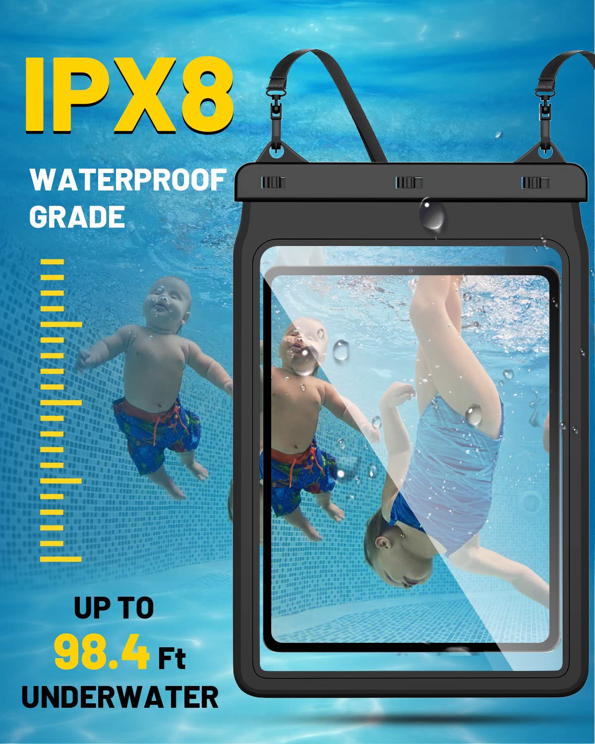 AICase Universal iPad Waterproof, Dry Bag Pouch for iPad Pro 12.9 5th/4th/3rd Gen iPad Pro 11/10.5/9.7, New iPad 9.7, iPad Pro 9.7, iPad Air 4/Air 3/Air 2, Galaxy Tab S7 Tablets up to 12.9 Inch