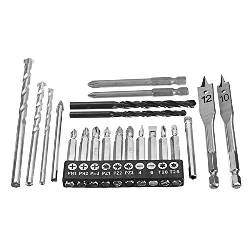 22Pcs HSS Screwdriver Twist Drill Bits Tool Set with Storage Box