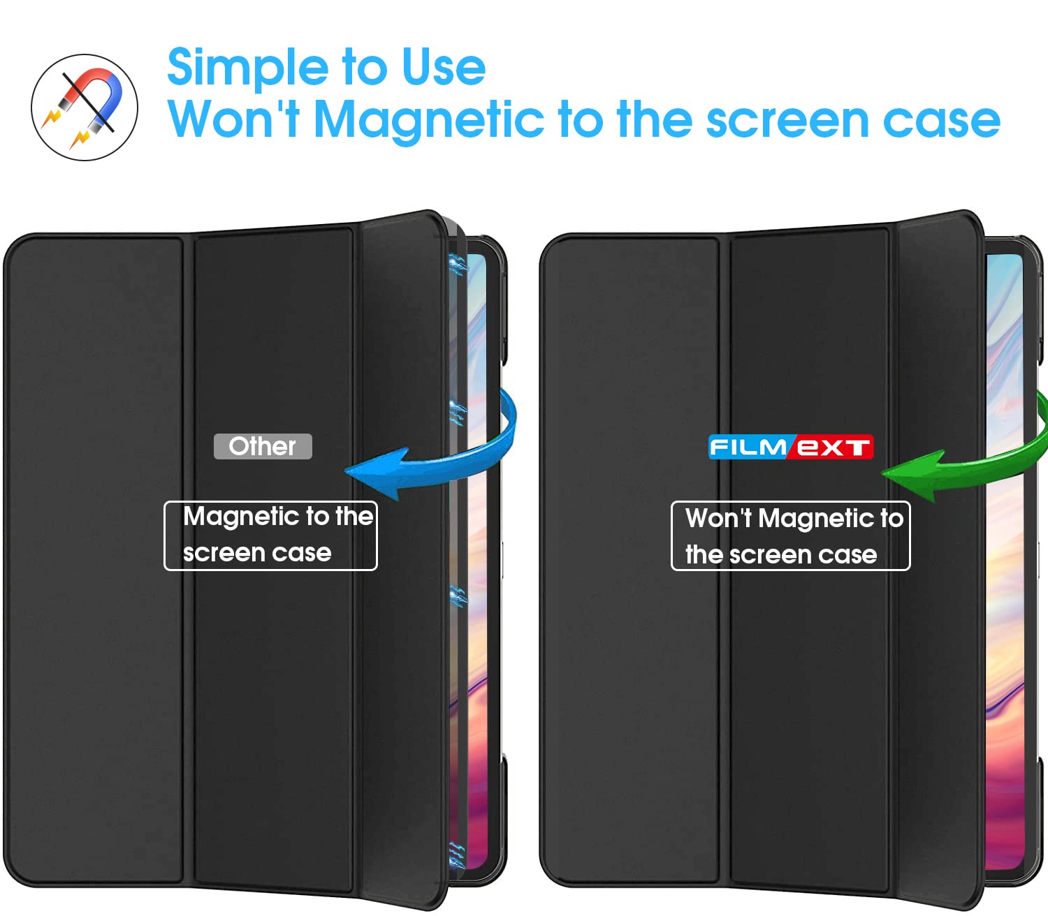 FILMEXT Magnetic 360° Privacy Screen Protector for iPad Pro 12.9 M2 M1 2021/2020/2018 (iPad Pro 12.9 6th/5th/4th/3rd Gen),Removable iPad Pro Anti Glare Anti-Spy Screen Filter[4 Way Privacy Filter]