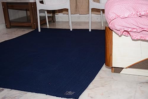 Hand Braided Bohemian Rectangle Blue Rug Cotton/Rugs for Bedroom/Bedside Rug/Recycled Cotton Rug/Organic Rug/Handmade Rug (10x11)