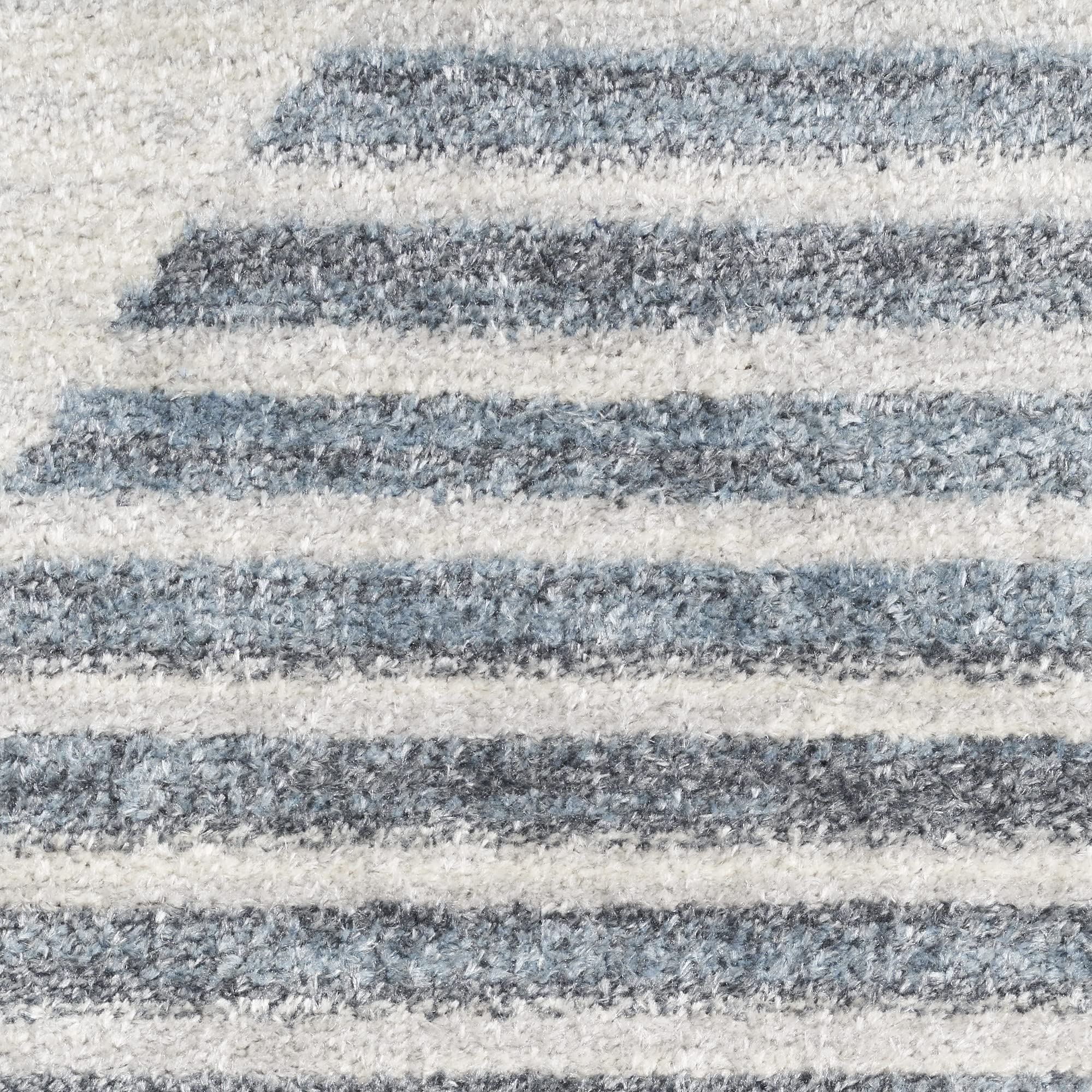 Nourison Astra Machine Washable Geometric Ivory Blue 7'10" x 10' Area -Rug, Easy -Cleaning, Non Shedding, Bed Room, Living Room, Dining Room, Kitchen (8x10)