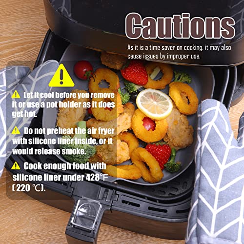 Golden Associate Silicone Liners Square 8.5 Inches 2 Pcs, for Air Fryer Basket, Non-stick Food-grade Reusable Silicone Pot Baking Tray