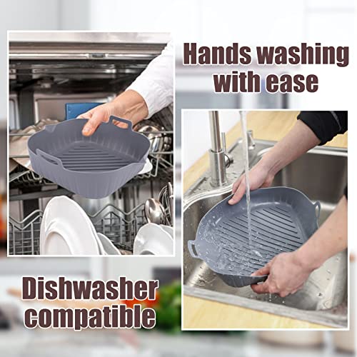 Golden Associate Silicone Liners Square 8.5 Inches 2 Pcs, for Air Fryer Basket, Non-stick Food-grade Reusable Silicone Pot Baking Tray
