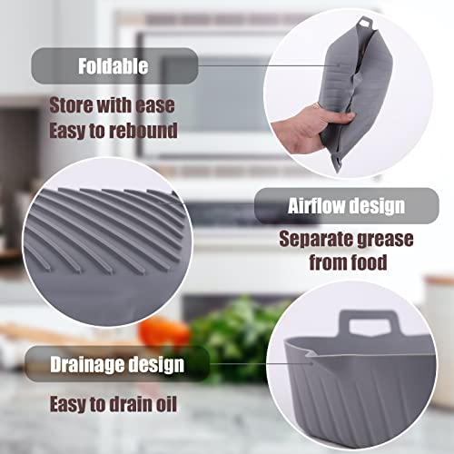 Golden Associate Silicone Liners Square 8.5 Inches 2 Pcs, for Air Fryer Basket, Non-stick Food-grade Reusable Silicone Pot Baking Tray