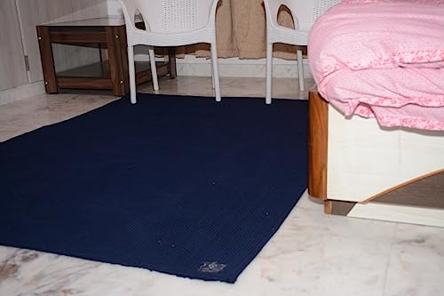 Hand Braided Bohemian Rectangle Blue Rug Cotton/Rugs for Bedroom/Bedside Rug/Recycled Cotton Rug/Organic Rug/Handmade Rug (10x11)