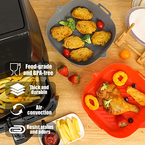 Golden Associate Silicone Liners Square 8.5 Inches 2 Pcs, for Air Fryer Basket, Non-stick Food-grade Reusable Silicone Pot Baking Tray
