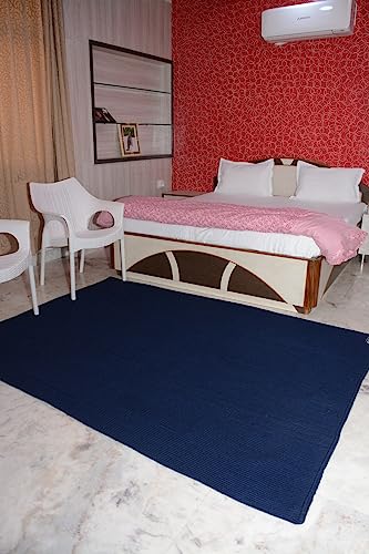 Hand Braided Bohemian Rectangle Blue Rug Cotton/Rugs for Bedroom/Bedside Rug/Recycled Cotton Rug/Organic Rug/Handmade Rug (10x11)