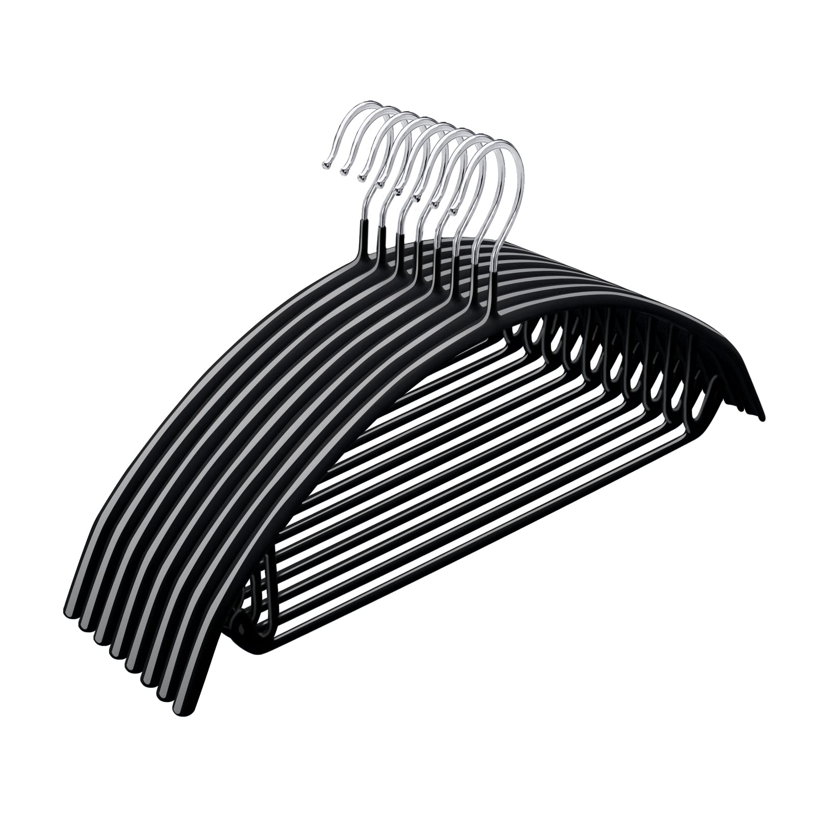 FSUTEG No Bump Rubber Coated Hangers 20 Pack - Heavy Duty Contour Metal Clothes Hangers, 15-18lb Weight Capacity, Non-Slip & Space Saving for Wardrobe, Closet, Dorm (16.5 Inch, Black)