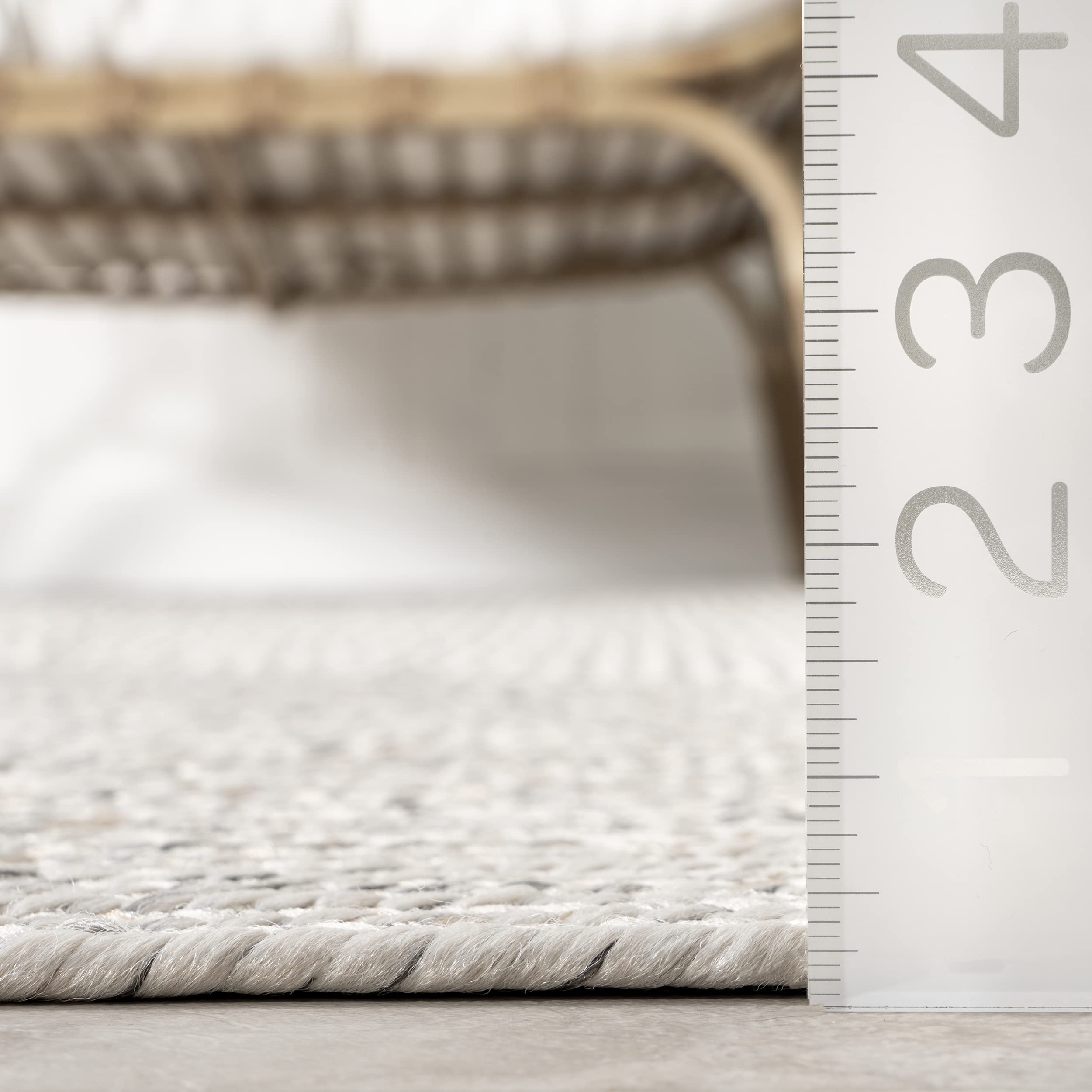 nuLOOM 12' x 15' Solid Hand Braided Indoor/Outdoor Area Rug, Pet-Friendly, High Traffic, Weather Resistant, for Patio, Balcony, Bedroom, Living, Dining Room, Wynn Ivory