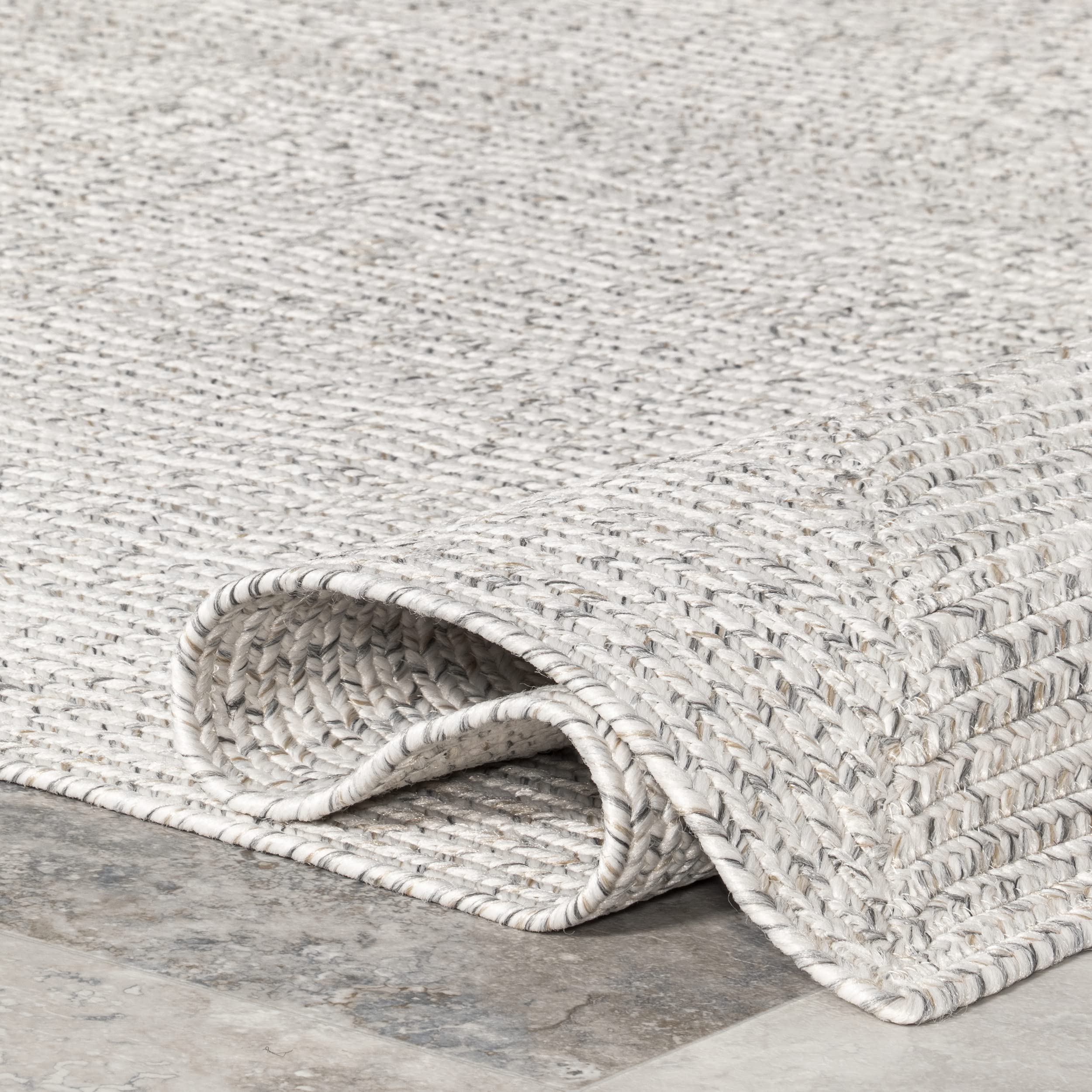 nuLOOM 12' x 15' Solid Hand Braided Indoor/Outdoor Area Rug, Pet-Friendly, High Traffic, Weather Resistant, for Patio, Balcony, Bedroom, Living, Dining Room, Wynn Ivory