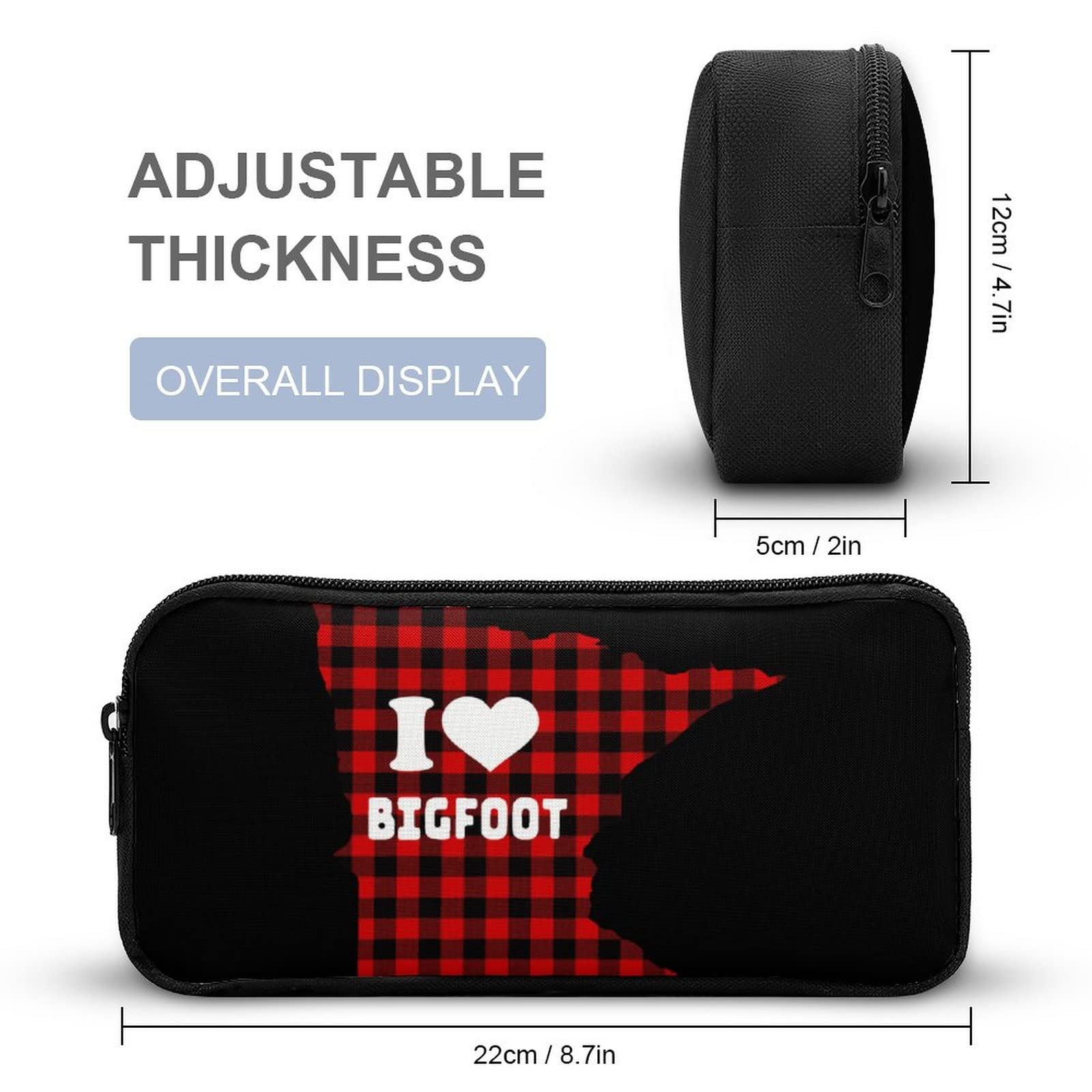 Minnesota I Love Bigfoot Pencil Case Pencil Pouch Coin Pouch Cosmetic Bag Office Stationery Organizer